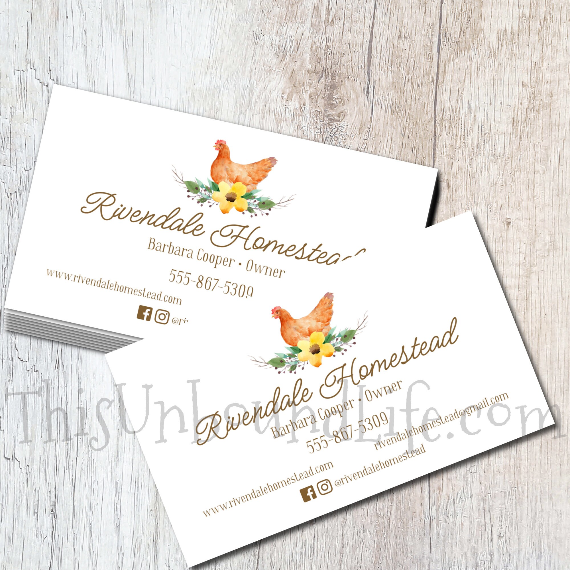 Red Hen Chicken Business Card Printable Business Card PG/PDF Files ...