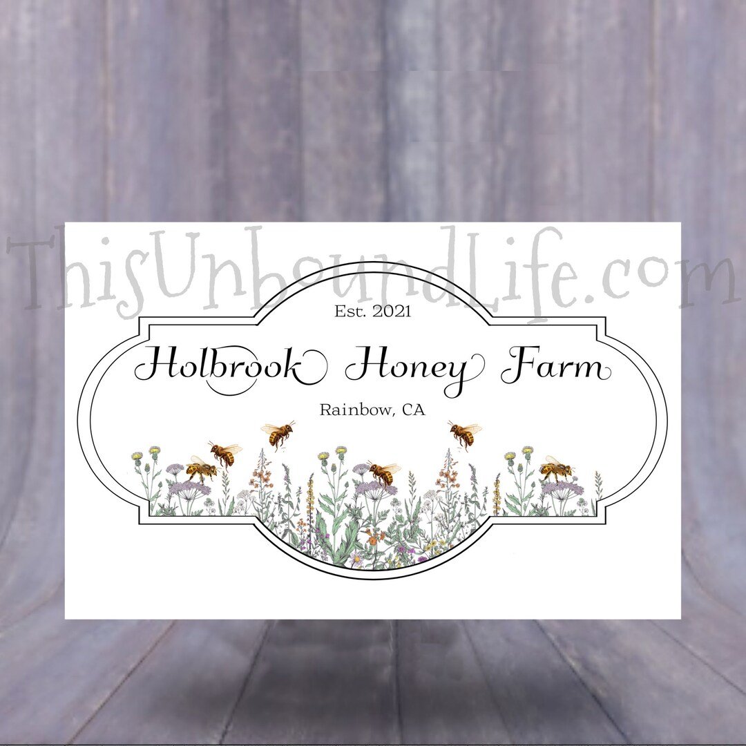 Floral Border Apiary Logo, Homestead Logo, Pre-made Logo, Custom Farm ...
