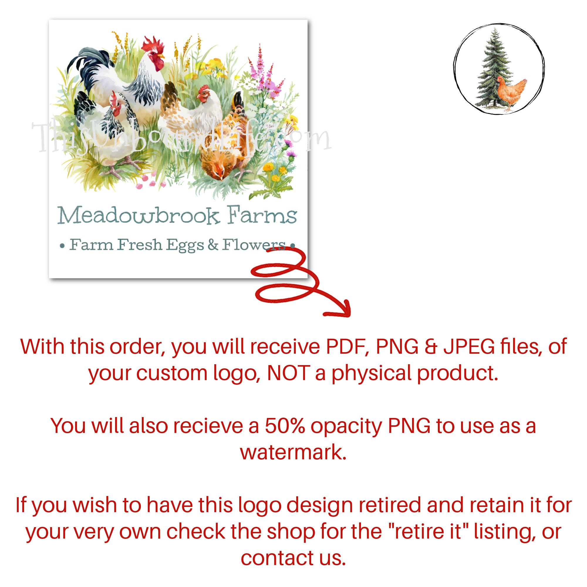 Floral Chicken Farm Logo Design: Homestead Branding (digital File) - Etsy