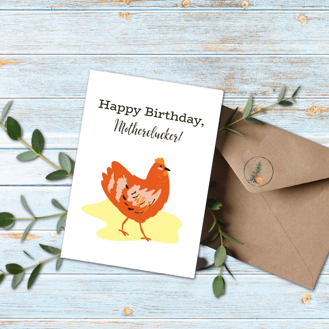 Funny Chicken Birthday Card Printable Greeting Card Digital - Etsy