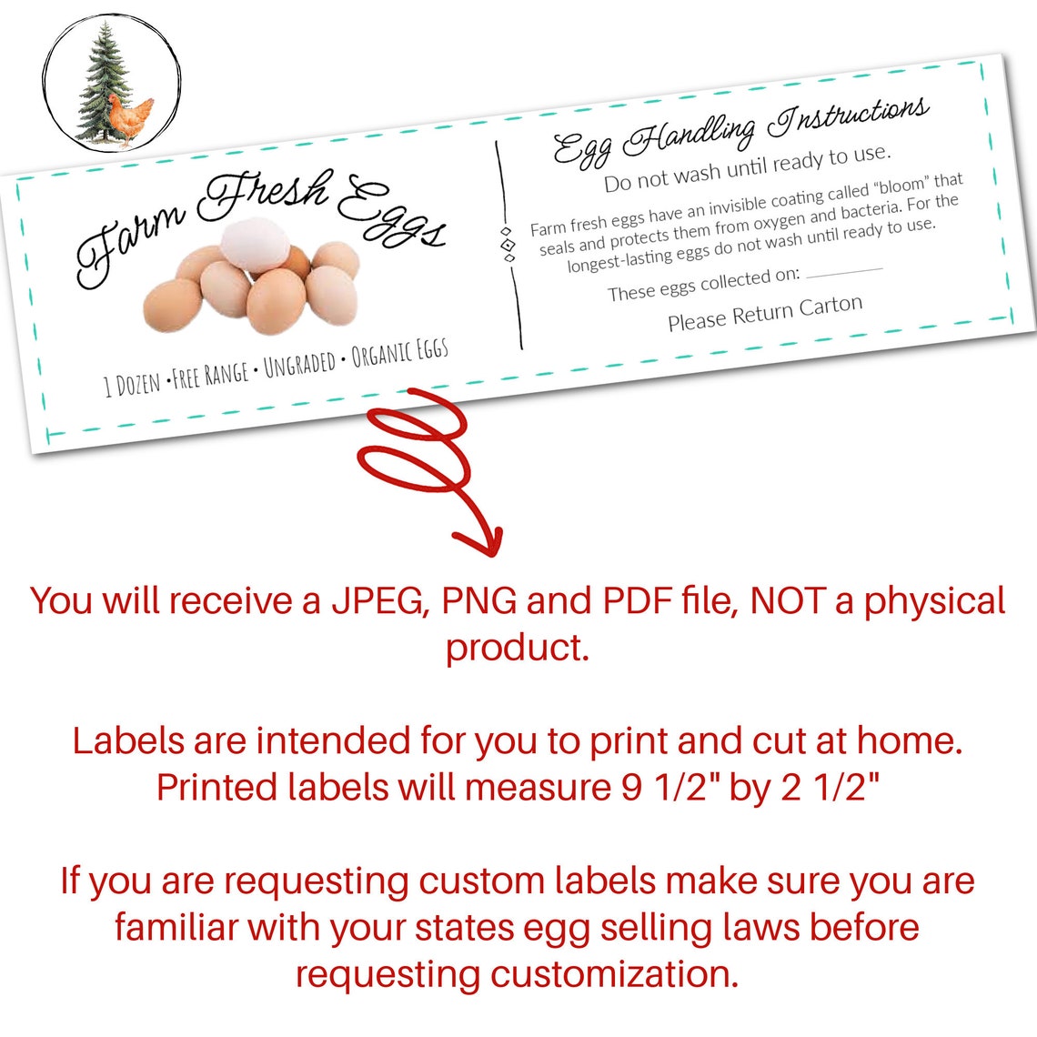 Farm Fresh Eggs Label: Printable Egg Carton Stickers (digital Download ...