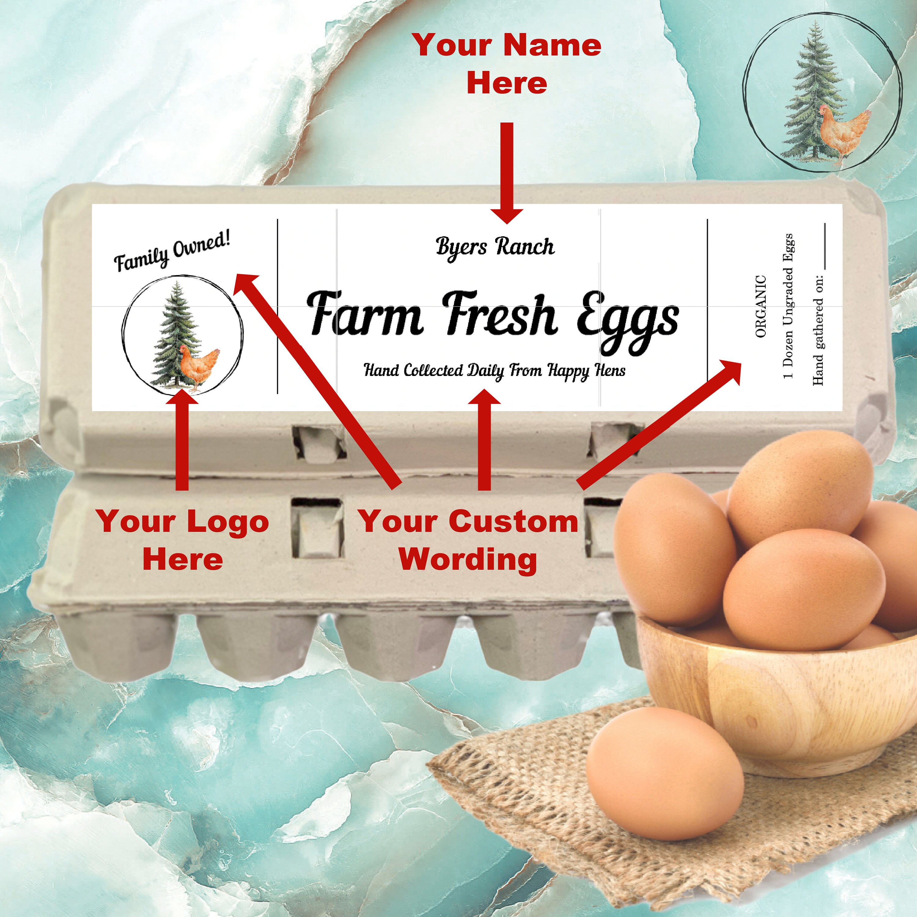 Completely Customizable Egg Carton Label Printable Digital Download Add ...