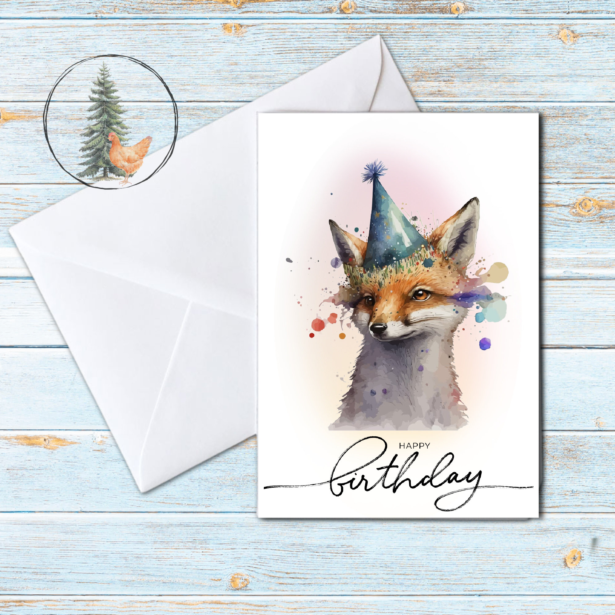 Fox Birthday Card, Printable Greeting Card, Digital Download, Printable ...