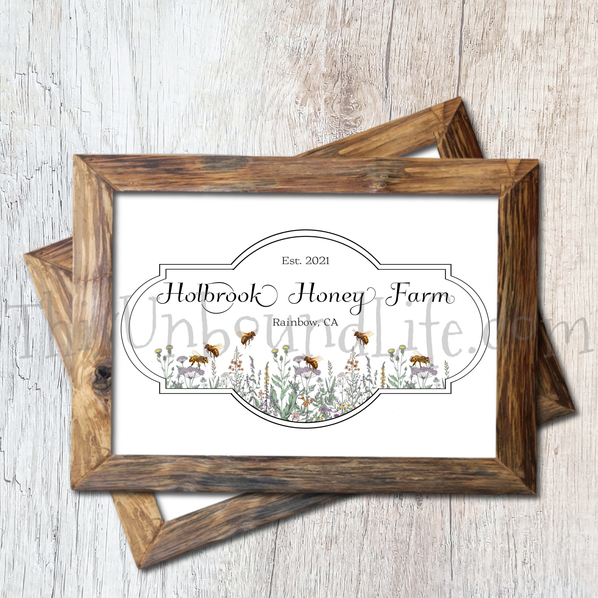 Floral Border Apiary Logo, Homestead Logo, Pre-made Logo, Custom Farm ...