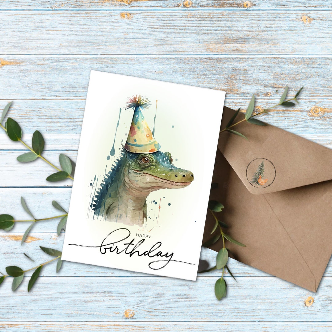 Alligator Birthday Card Printable Greeting Card Digital - Etsy