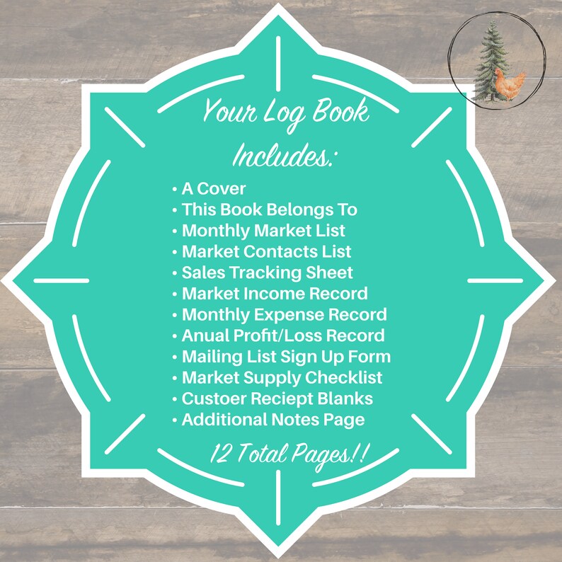 12 Pg Farmers Market Log Book Instant Download Market Logbook Business ...