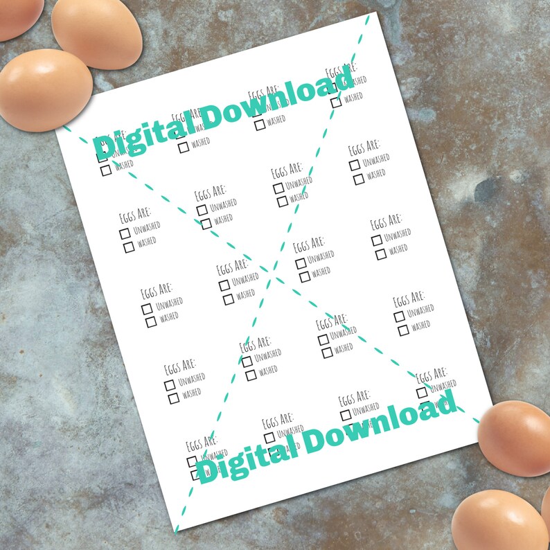 Washed/unwashed Eggs Printable Label (digital Download) - Etsy