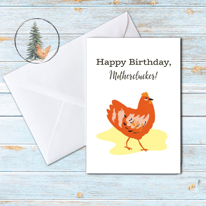 Funny Chicken Birthday Card Printable Greeting Card Digital - Etsy