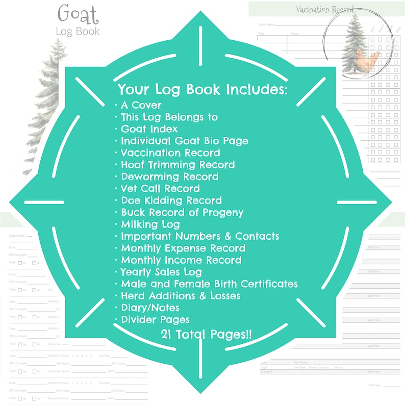21 PAGE Goat Keeping Log Book Digital Download PDF Goat - Etsy