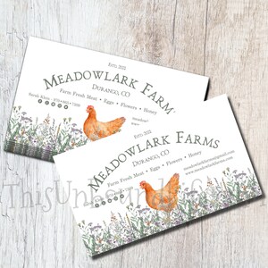 Floral Chicken Farm Business Card: Custom Printable Design (JPG/PDF) - Etsy