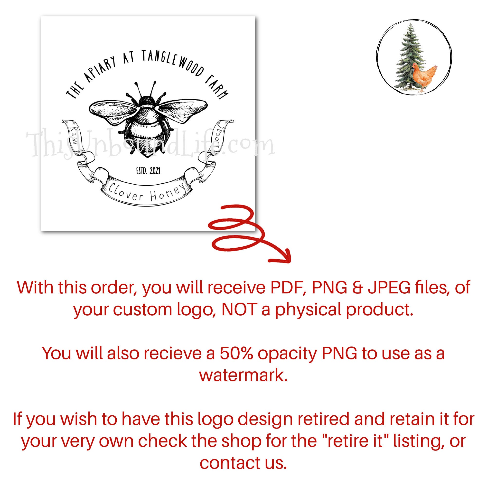 Bee Sketch Apiary Logo, Homestead Logo, Pre-made Logo, Custom Farm Logo ...