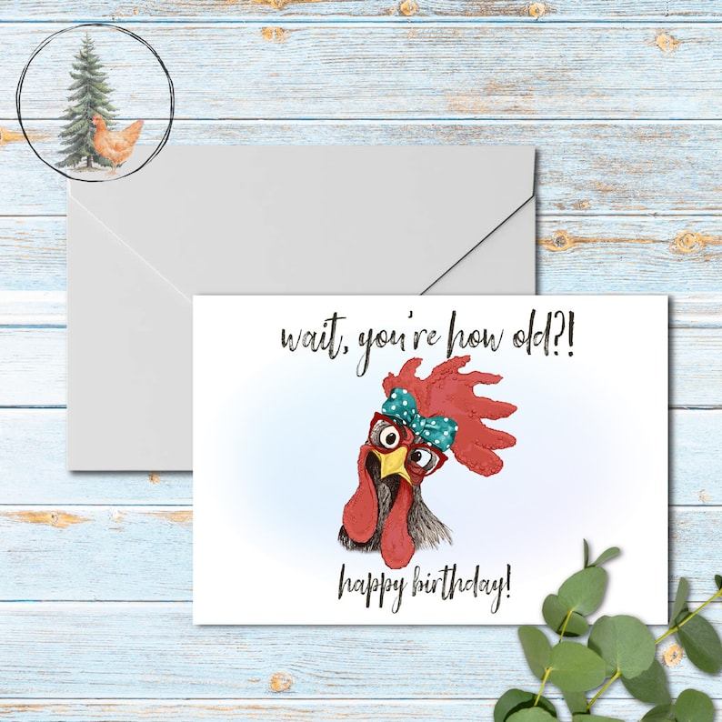 Funny Chicken Birthday Card Printable Greeting Card Digital - Etsy
