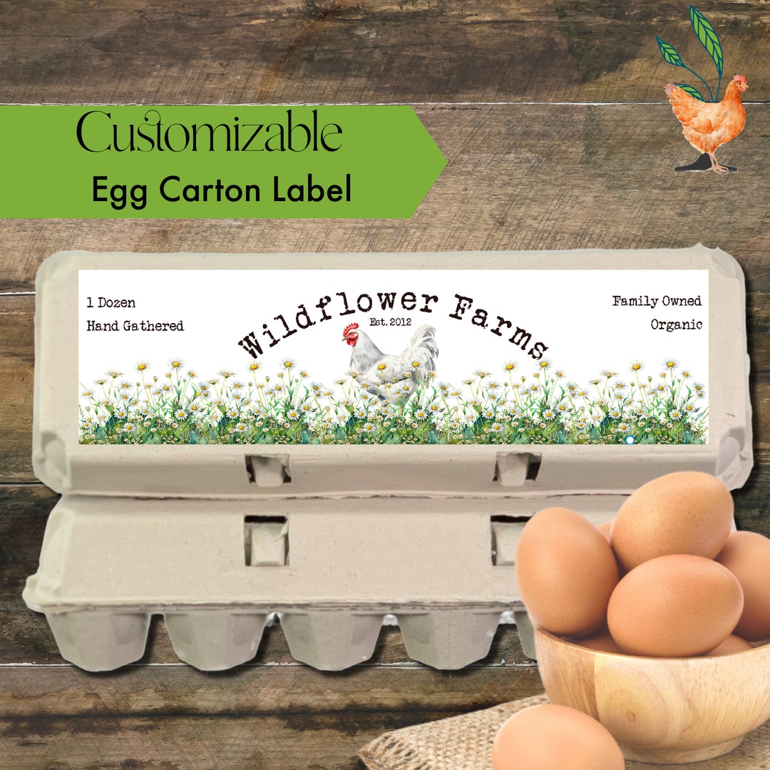 Daisy Border Customizable Egg Carton Label | Printable Digital Download ...
