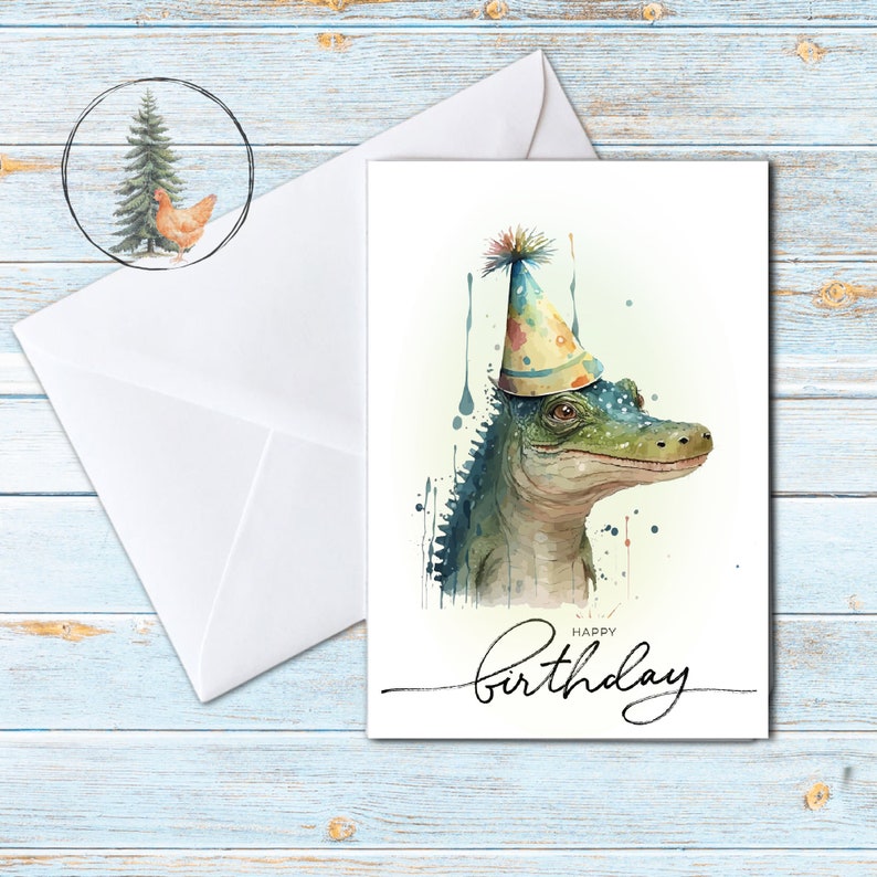 Alligator Birthday Card, Printable Greeting Card, Digital Download ...