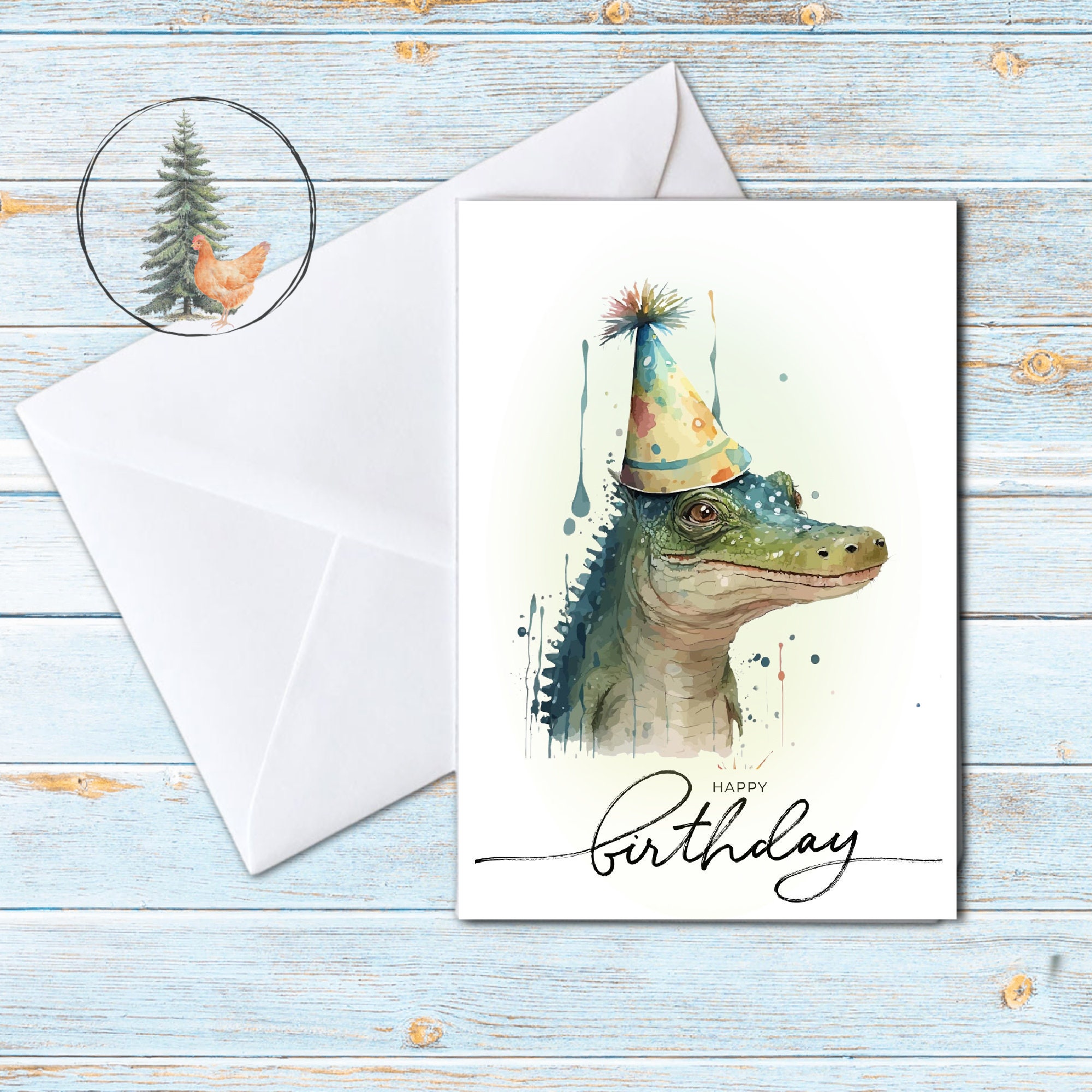 Alligator Birthday Card, Printable Greeting Card, Digital Download ...
