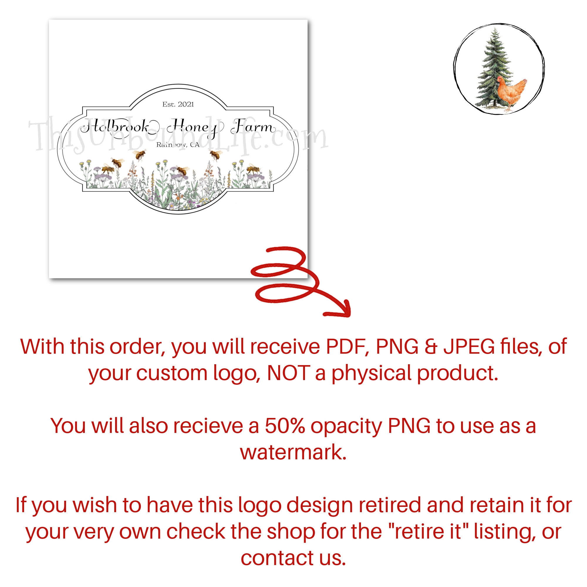 Floral Border Apiary Logo, Homestead Logo, Pre-made Logo, Custom Farm ...