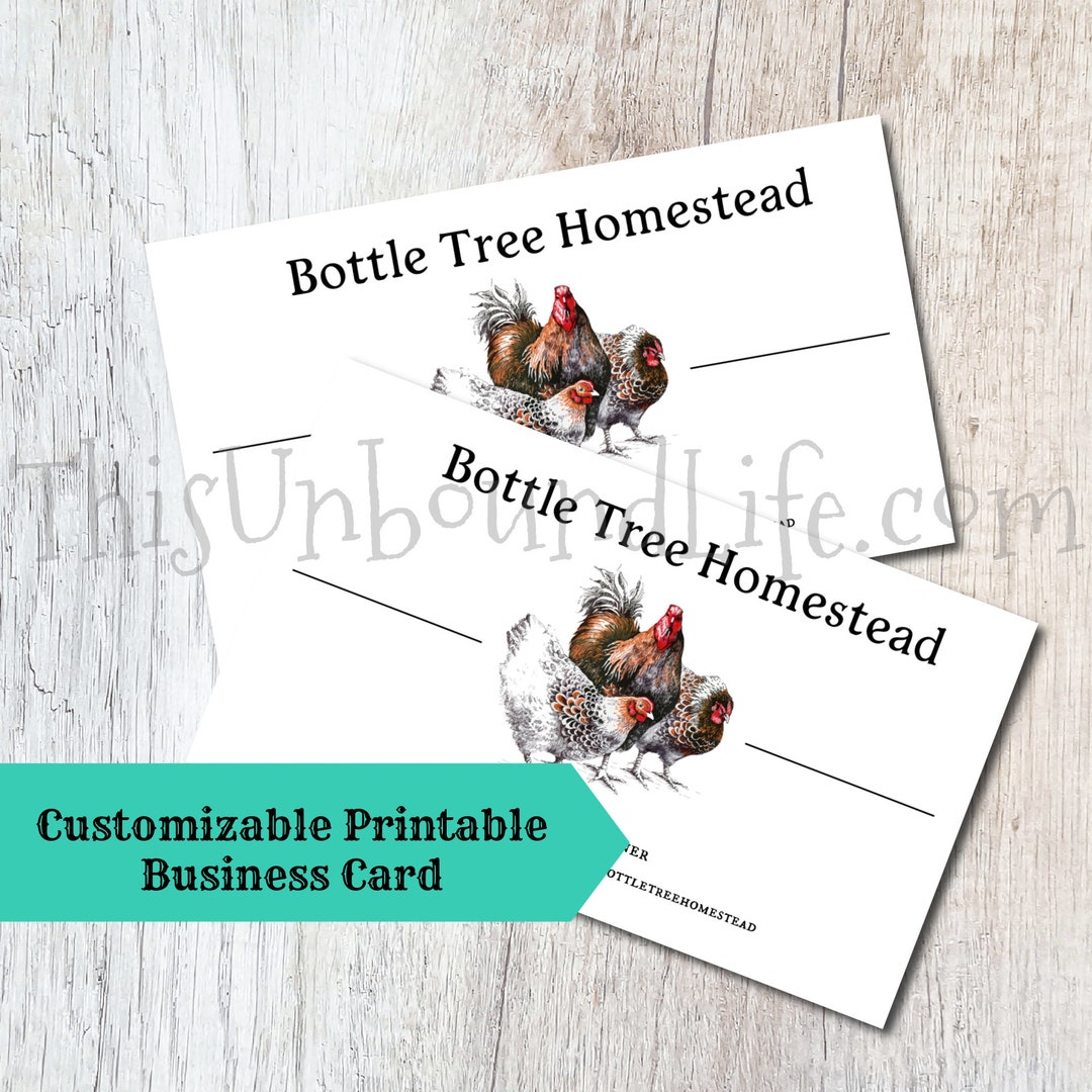 Chicken Farm Business Card: Custom Printable Branding (PG/PDF) - Etsy