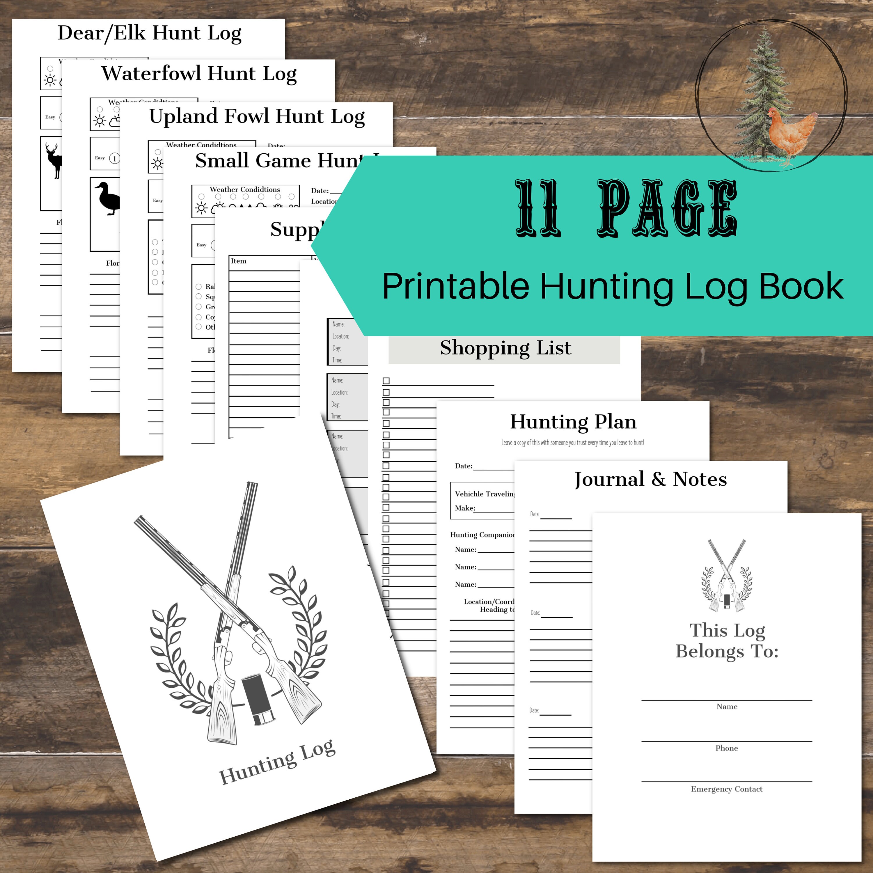 11 PAGE Hunting Log Digital Download PDF Hunting Records Big Game ...