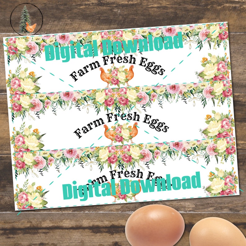 Rosy Chicken Printable Egg Carton Label, Digital Download , Includes ...