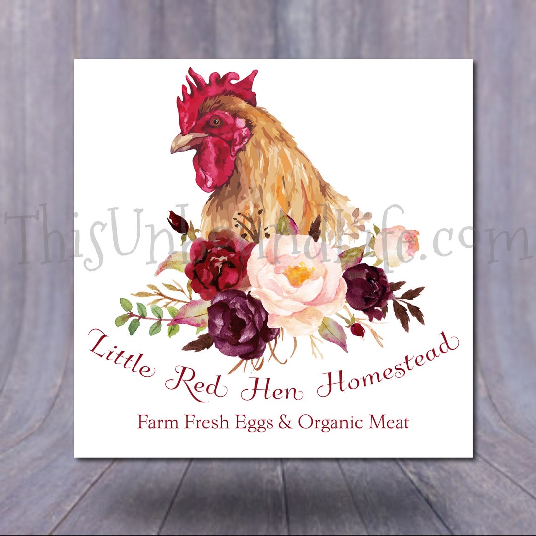 Floral Chicken Logo, Chicken Farm Logo, Homestead Logo, Custom Logo ...