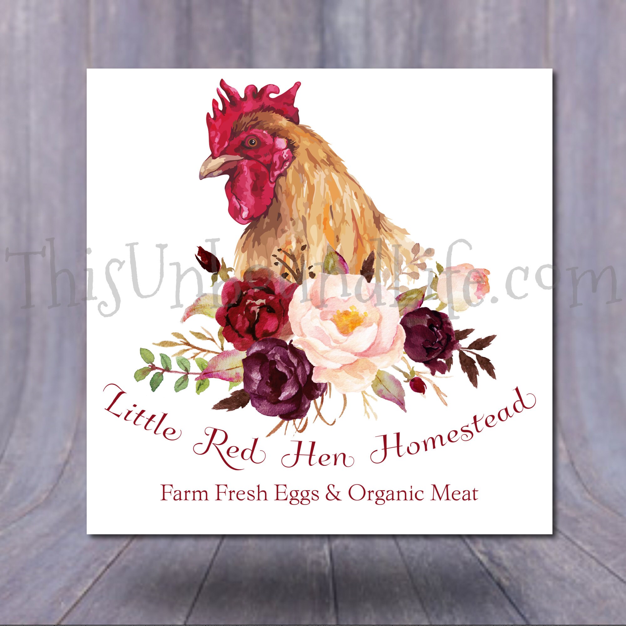Floral Chicken Logo, Chicken Farm Logo, Homestead Logo, Custom Logo ...