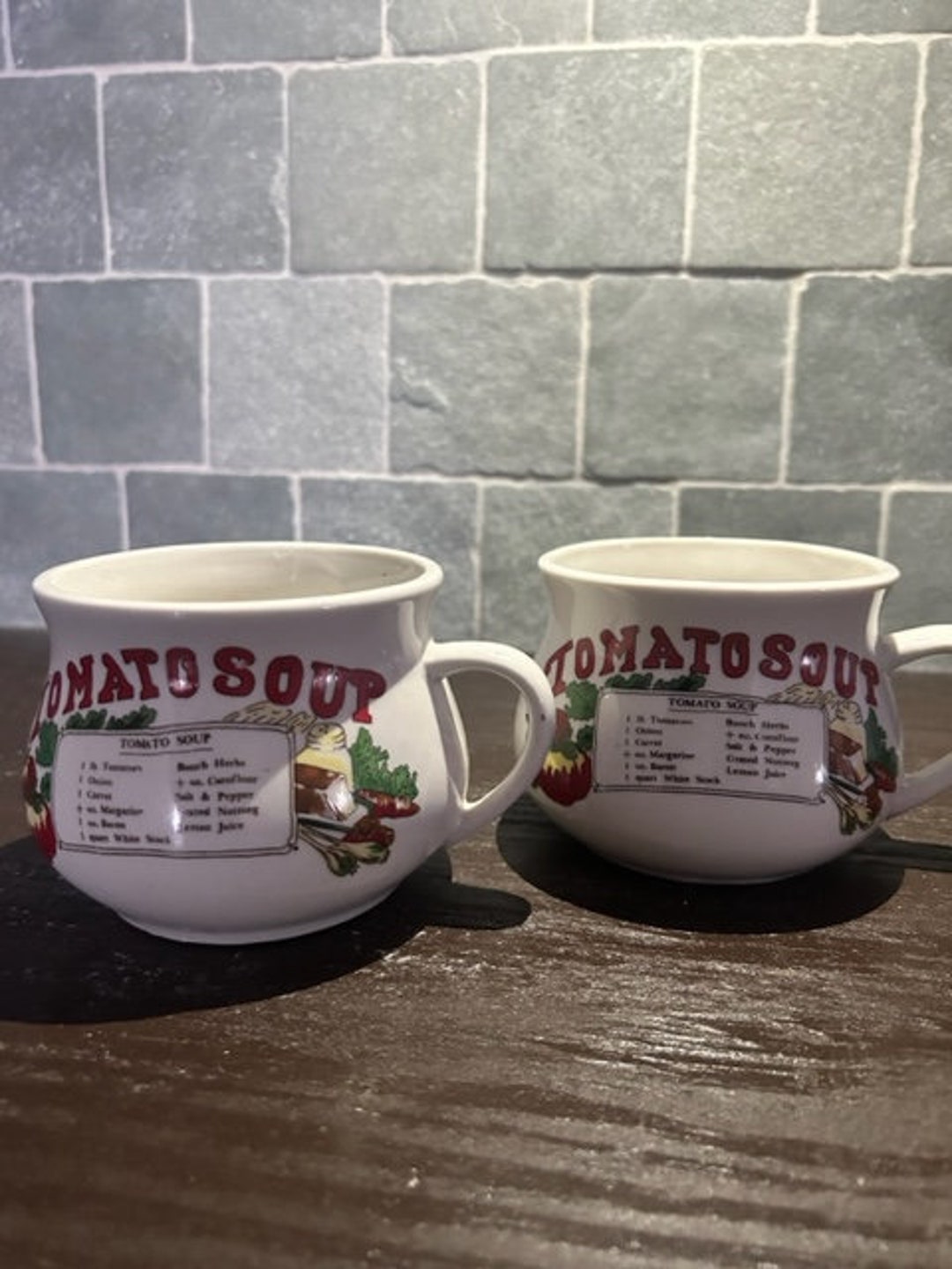 1970s Tomato Soup Mug Set, Vintage, Soup Recipe Bowl Mug, Retro ...