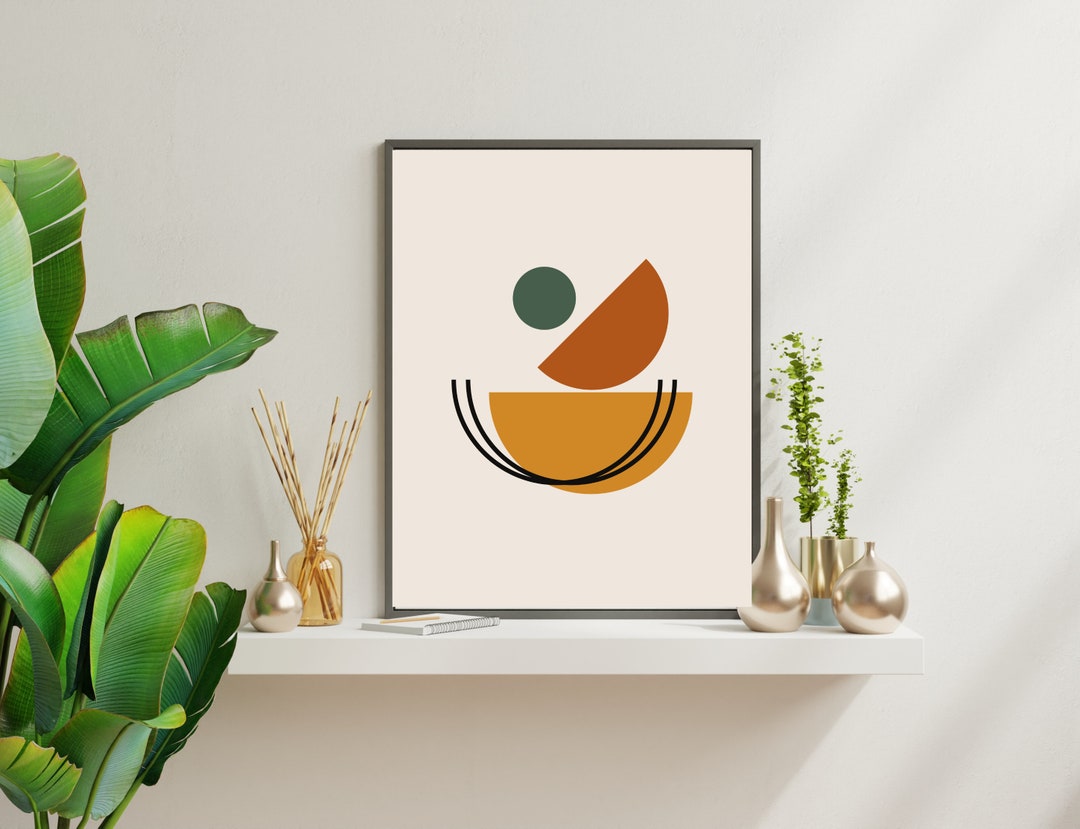 Boho Shape Modern Wall Art Print Neutral Abstract Geometric Digital ...