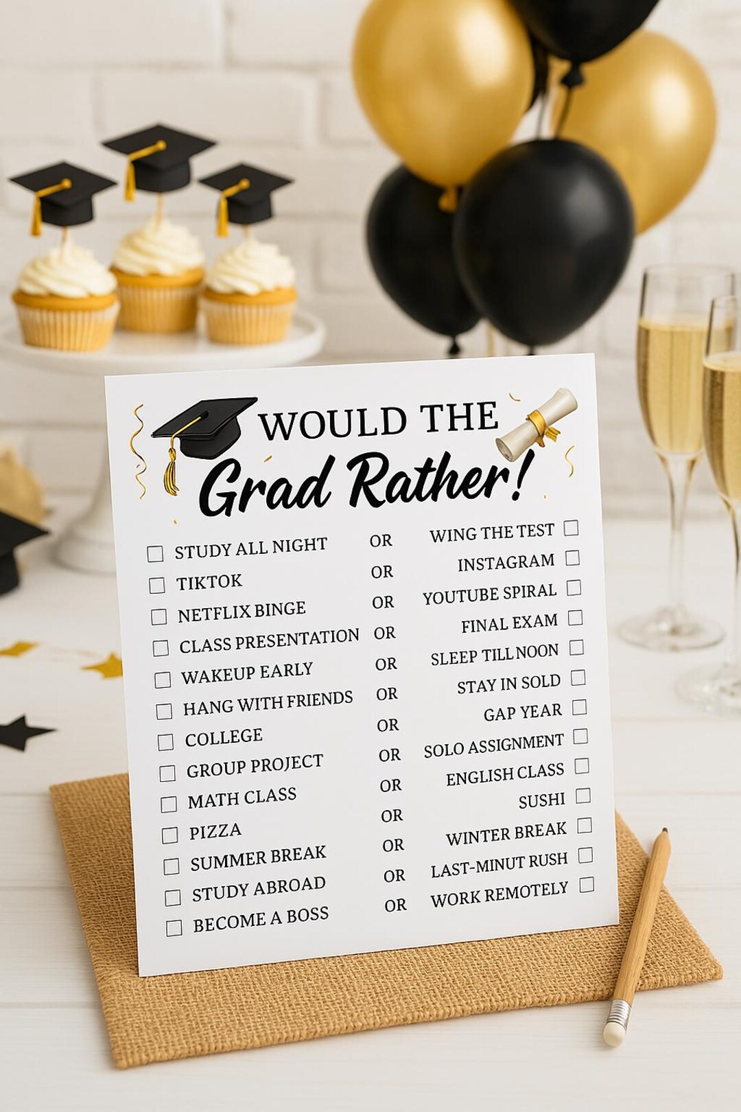 Graduation Party Game: Would the Grad Rather Printable (instant ...