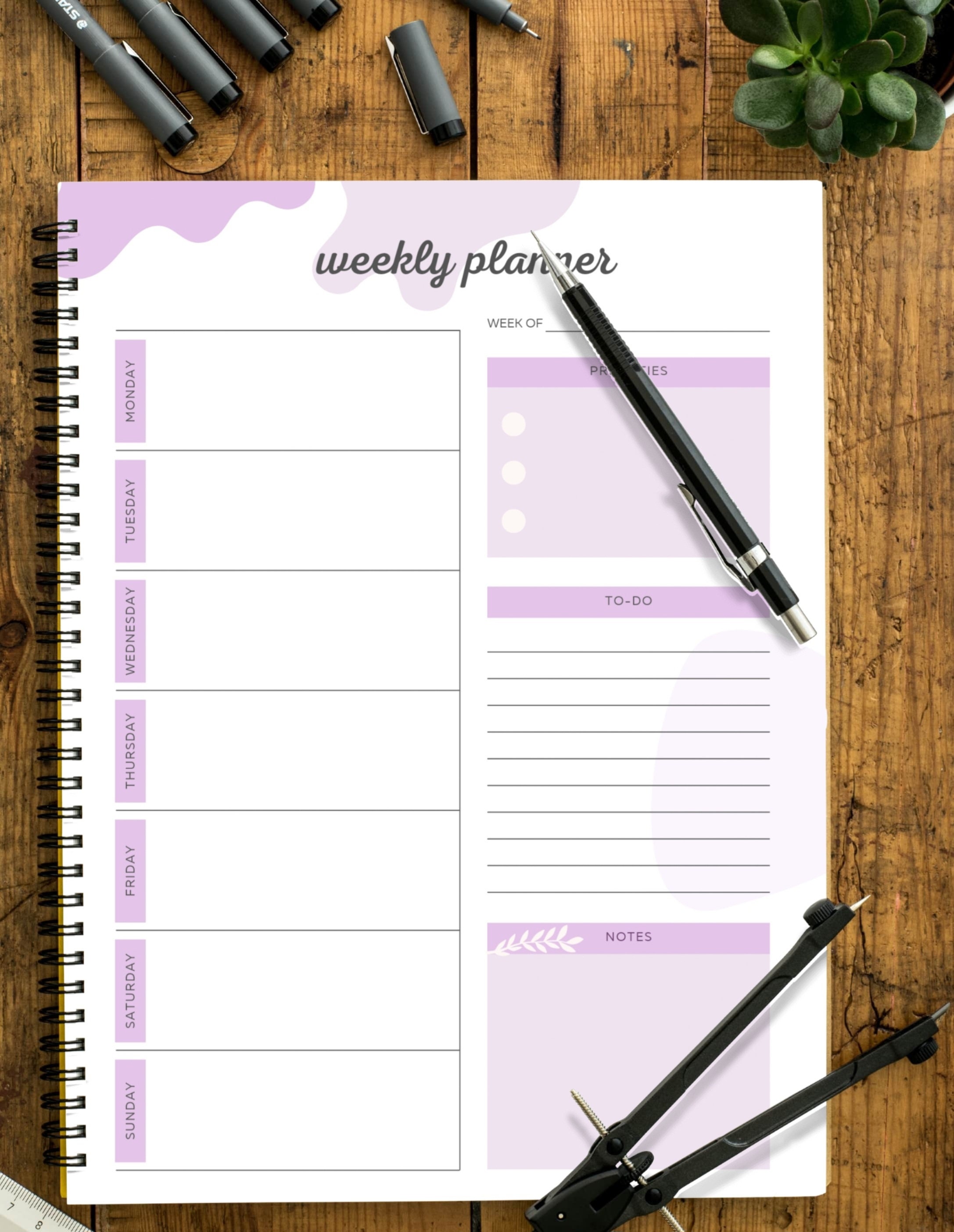 Printable Weekly Planner - Stay Organized and On-track. Size 8.5"x11 ...