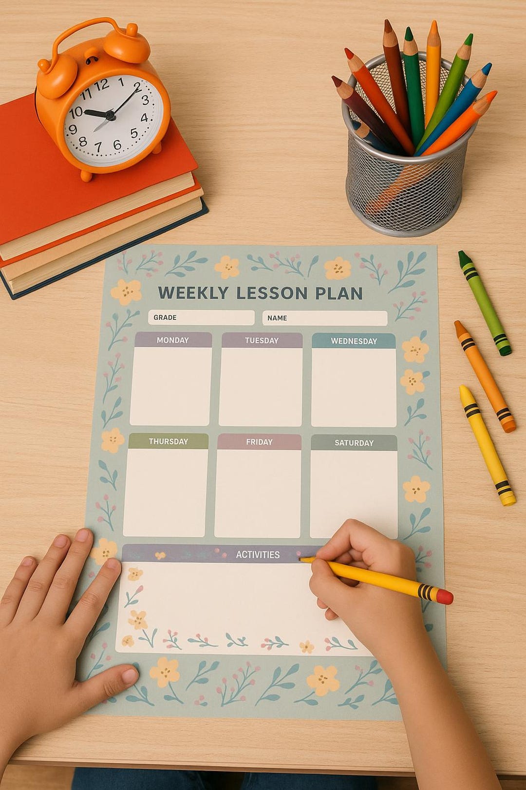 Weekly Lesson Plan Printable: Teacher Homeschool Organizer (US Letter ...