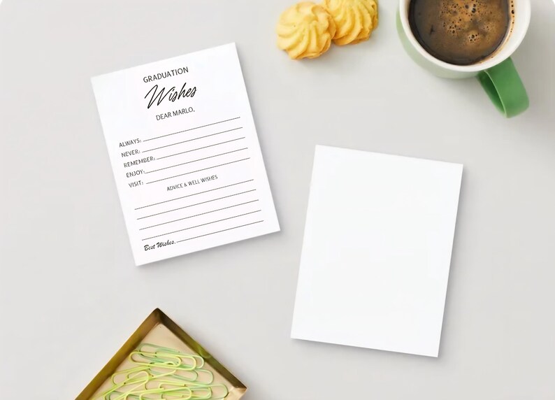 Printable Graduation Wishes and Advice Card | Grad Party Keepsake ...