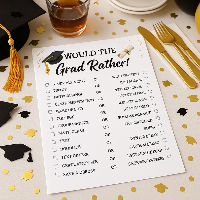 Graduation Party Game: Would the Grad Rather Printable (instant ...