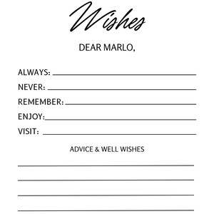 Printable Graduation Wishes and Advice Card | Grad Party Keepsake ...