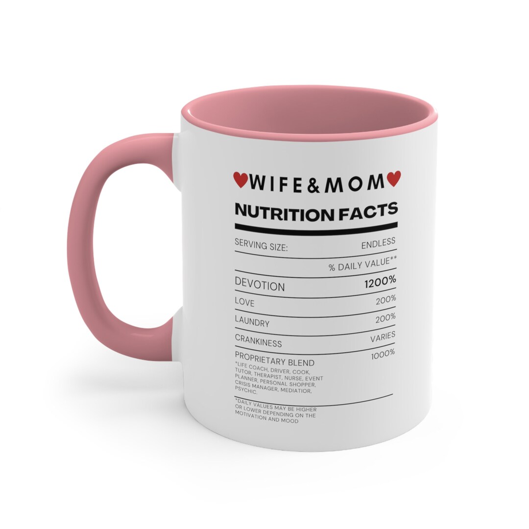 Mom & Wife Nutrition Fact Mug Gift for Her Her Coffee Cup-accent Coffee ...