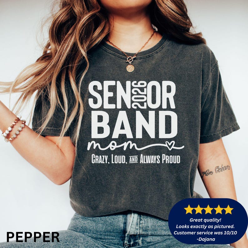 Senior Band Mom 2026 Comfort Colors® Shirt, Gift for Marching Band Mama ...