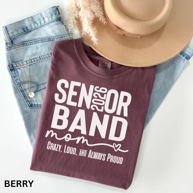 Senior Band Mom 2026 Comfort Colors® Shirt, Gift for Marching Band Mama ...
