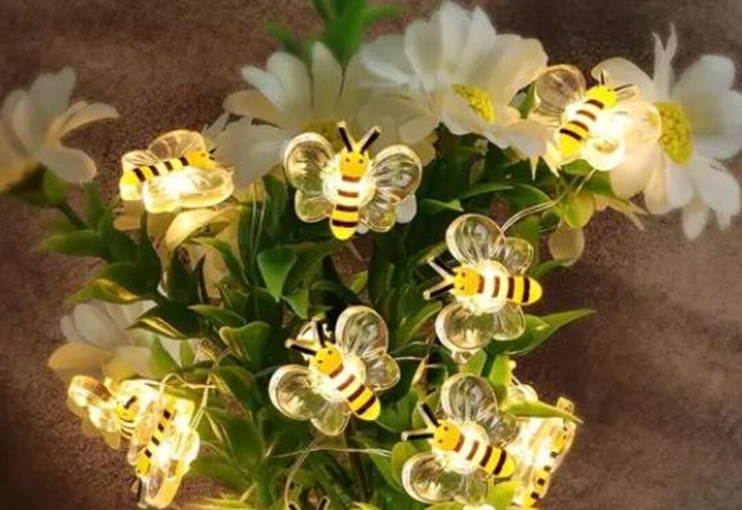 Solar Honey Bee String Lights: Warm White LED Fairy Lights - Etsy
