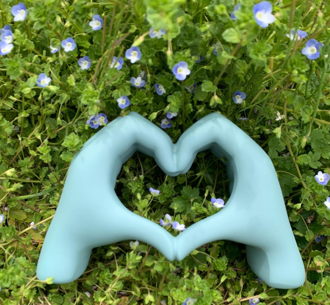 Coastal Sage Heart Hands Resin Sculpture: Home Decor Gift - Etsy