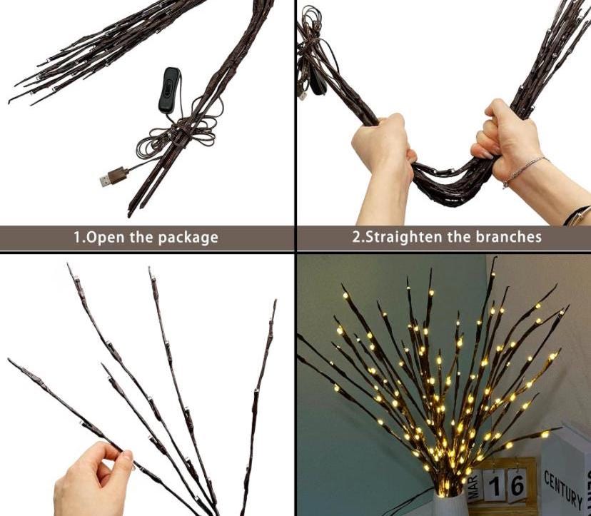 Birch Branch Lights: 60 LED USB Floral Lighting - Etsy