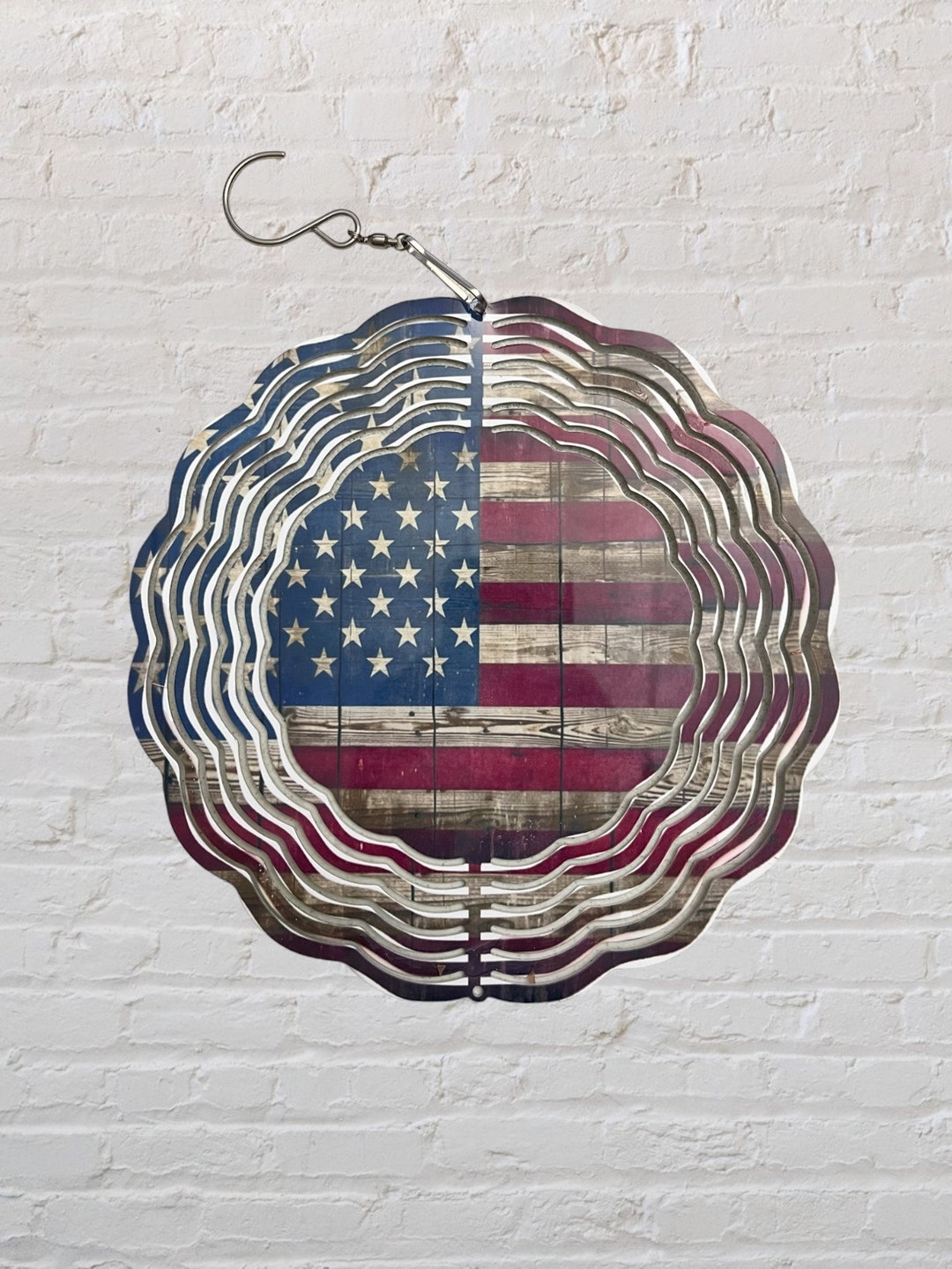 American Flag Wind Spinner / Hanging Garden Spinner / Garden Decoration ...