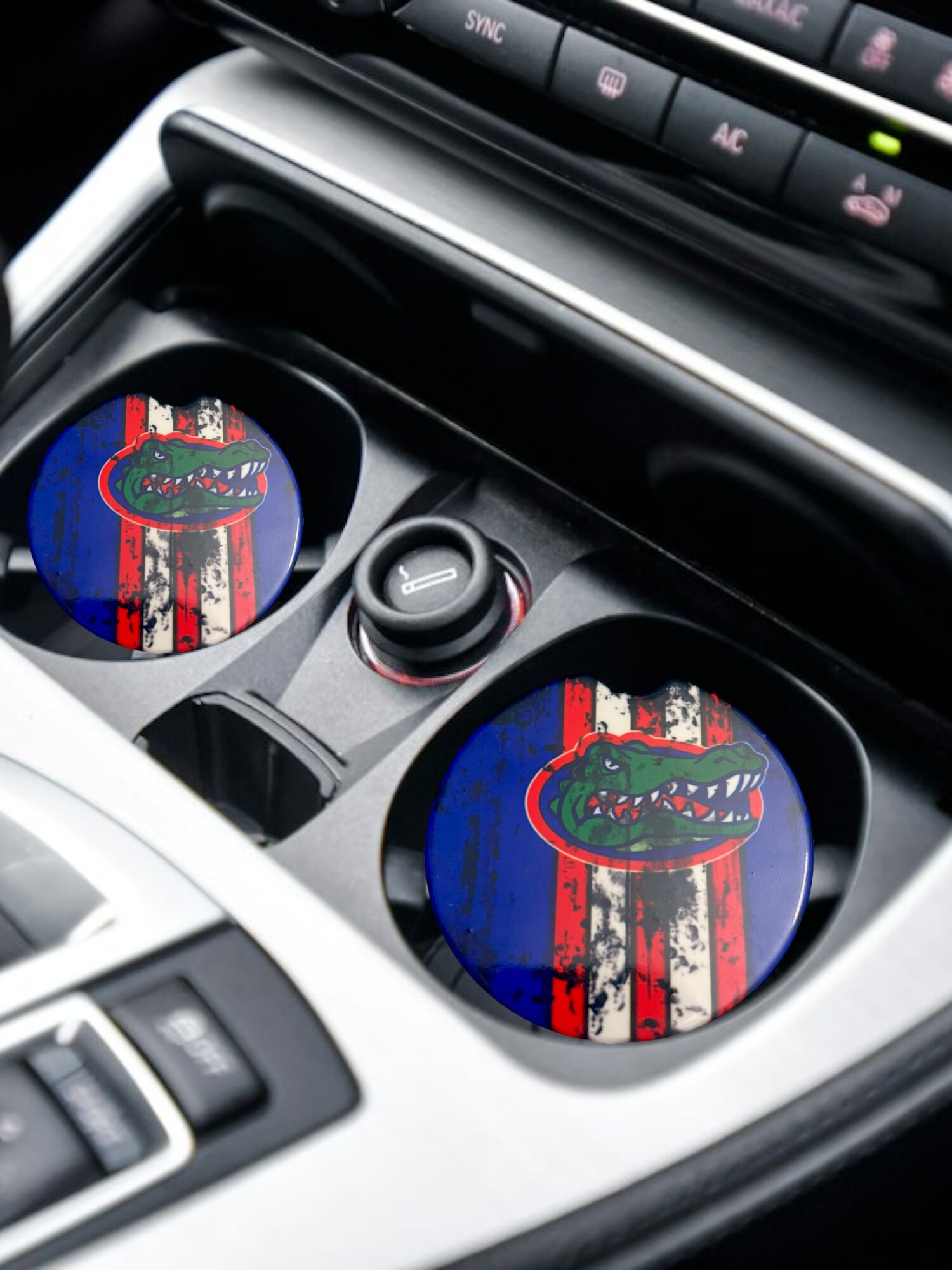 2 Ceramic Car Coasters With University of Florida Gator School Colors ...