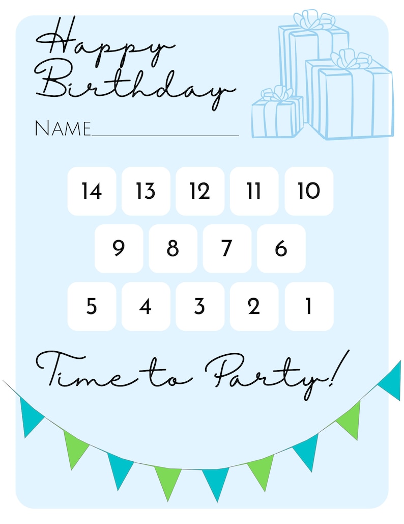 Blue Birthday Countdown Birthday Countdown Printable PDF - Etsy