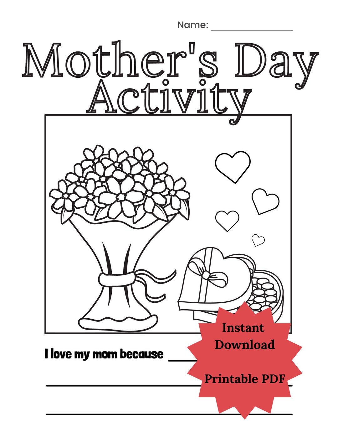 Mother's Day Coloring Page - Etsy Australia