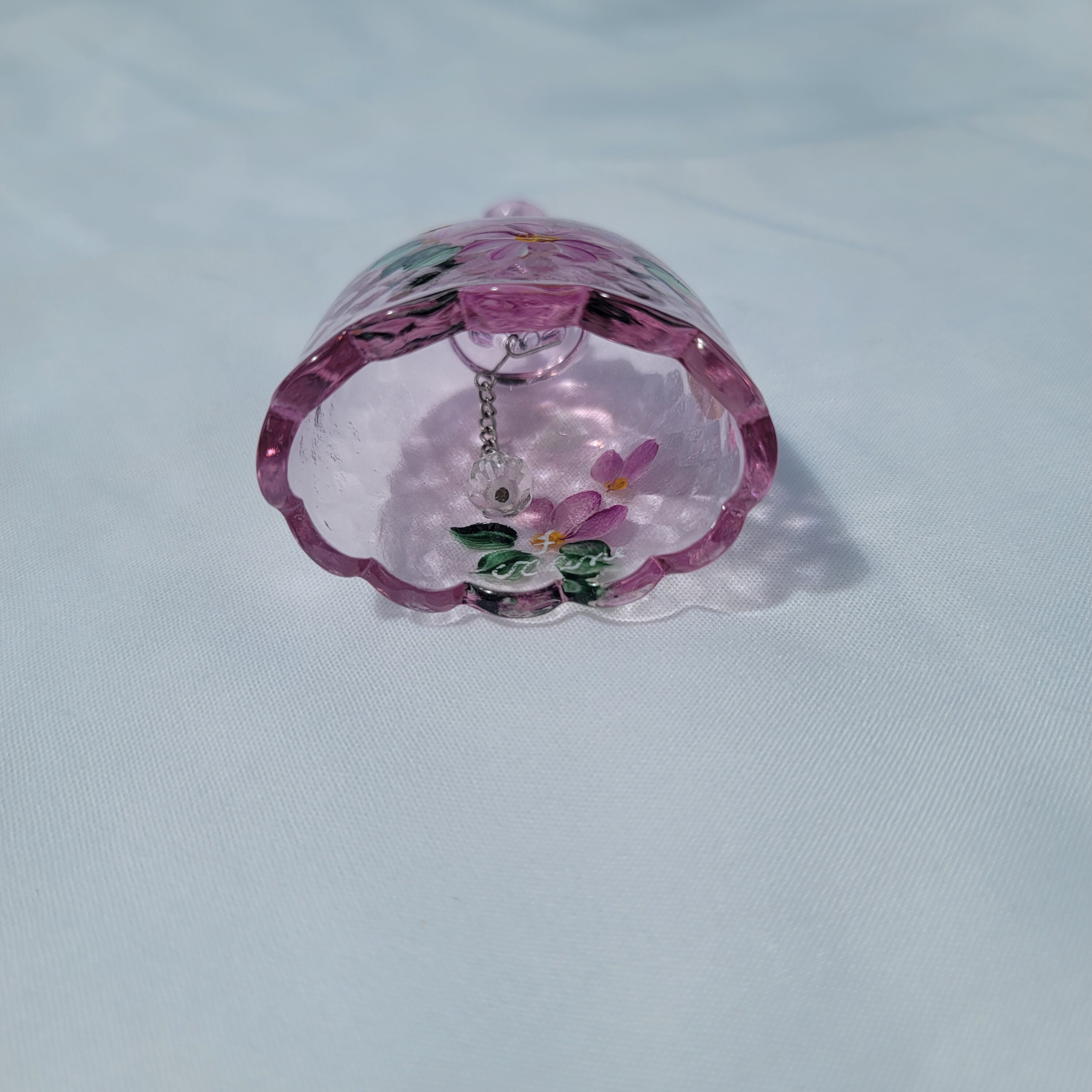 Fenton Pink Diamond Optic Hand Painted Glass Bell - Etsy