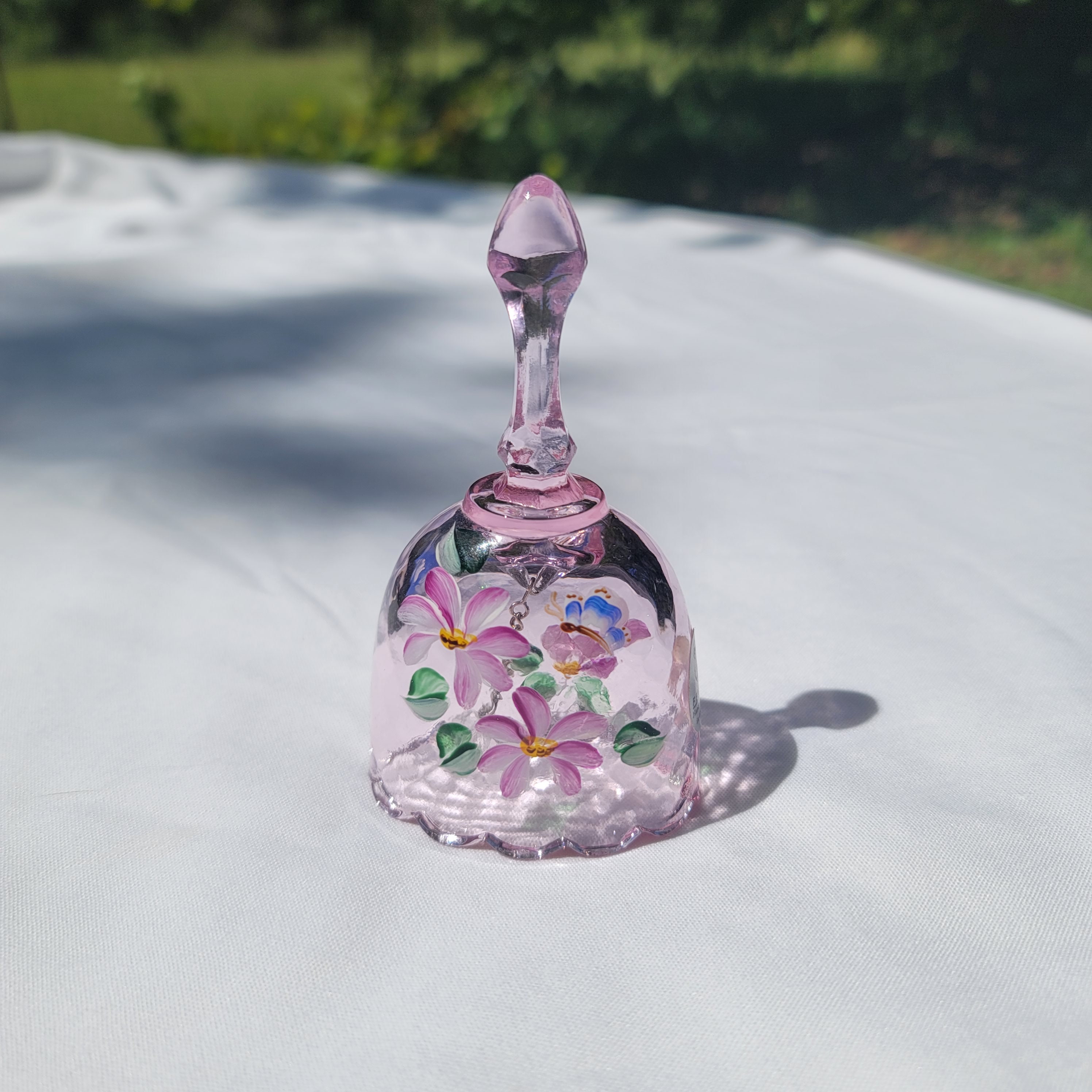 Fenton Pink Diamond Optic Hand Painted Glass Bell - Etsy