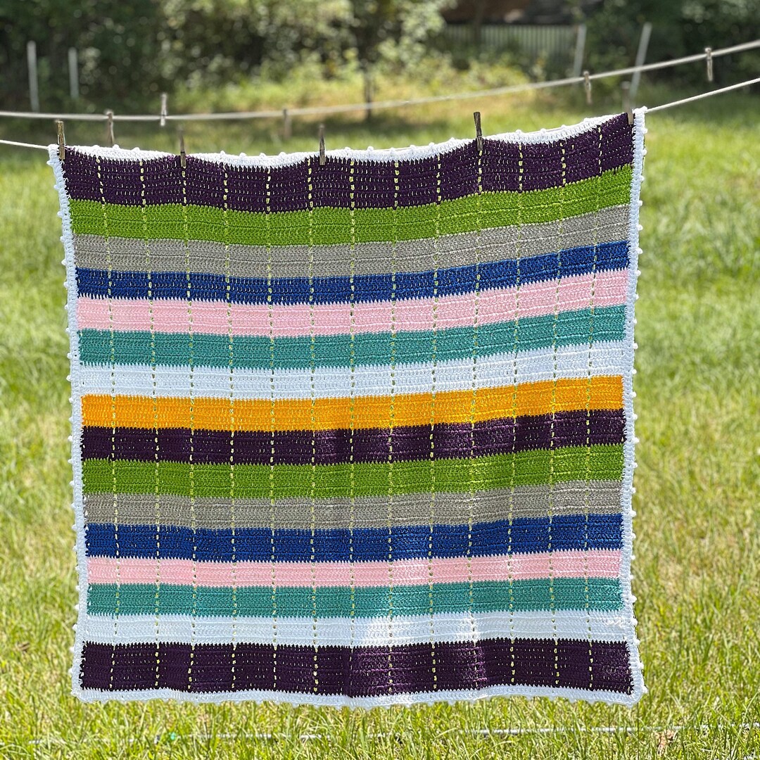 Crochet Blanket Striped Multicolor - Etsy