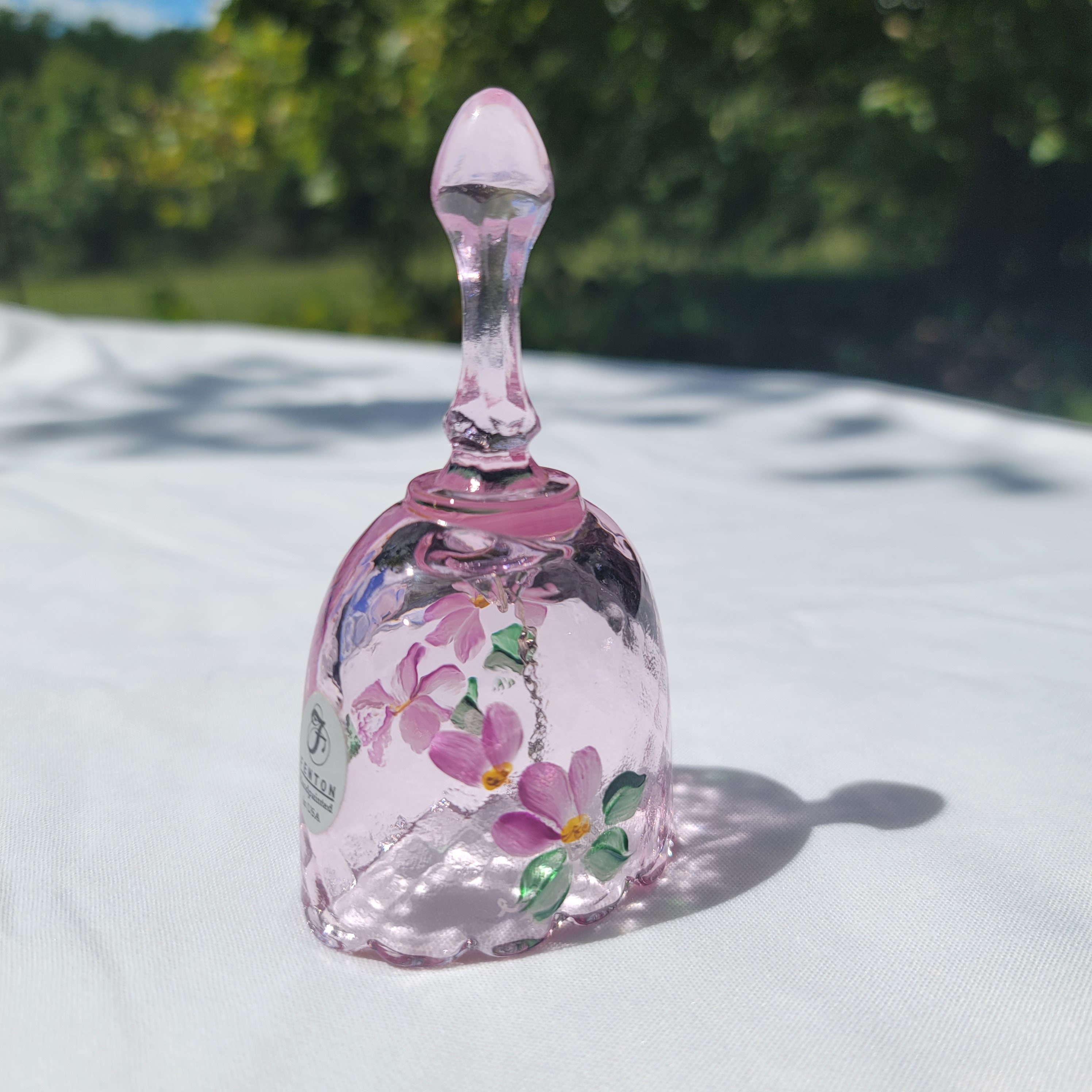 Fenton Pink Diamond Optic Hand Painted Glass Bell - Etsy