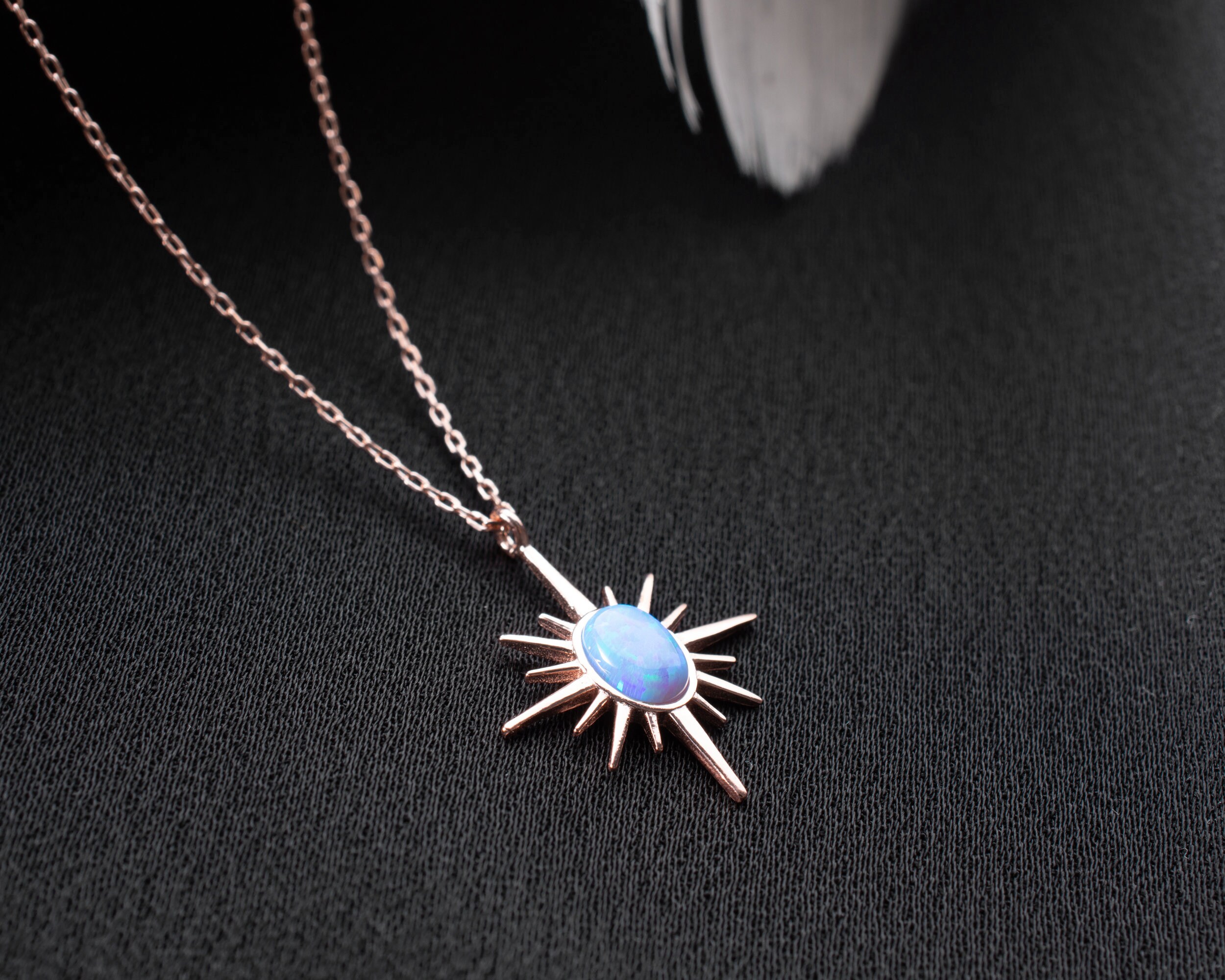 Silver Opal North Star Necklace, Polar Necklace, Celestial Necklace ...