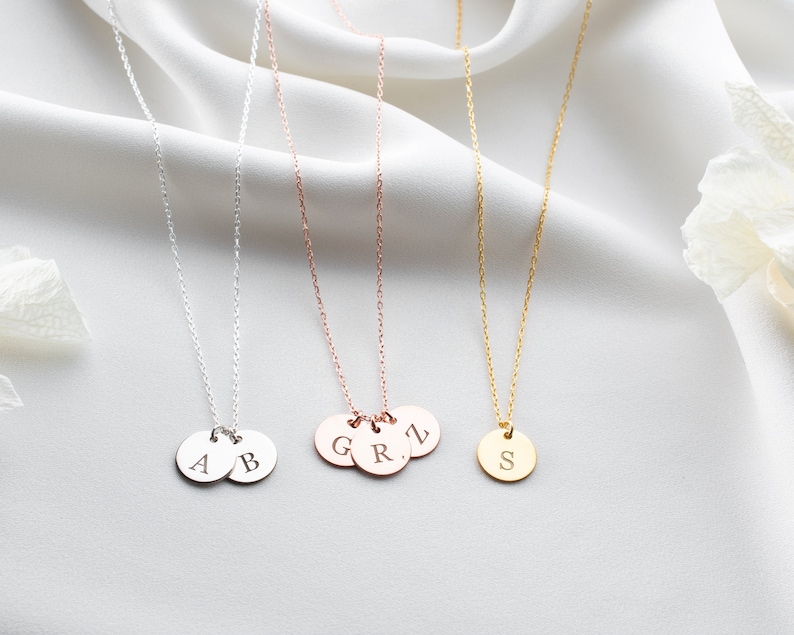 Multi Disc Necklace Engraving Initial, Disc Initial Necklace, Engraving ...