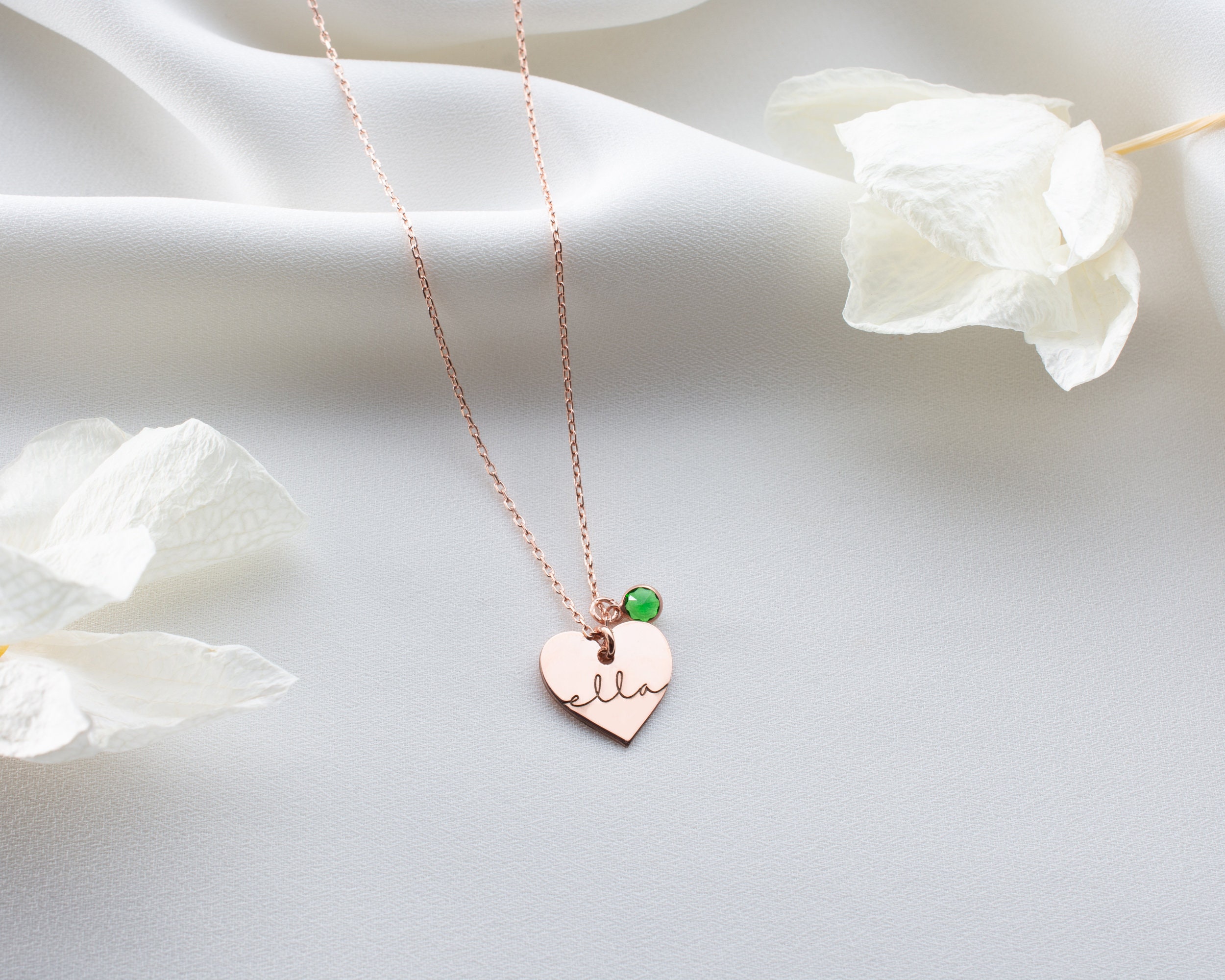 Personalized Heart Shape Name Necklace With Birthstone, Birth Month ...